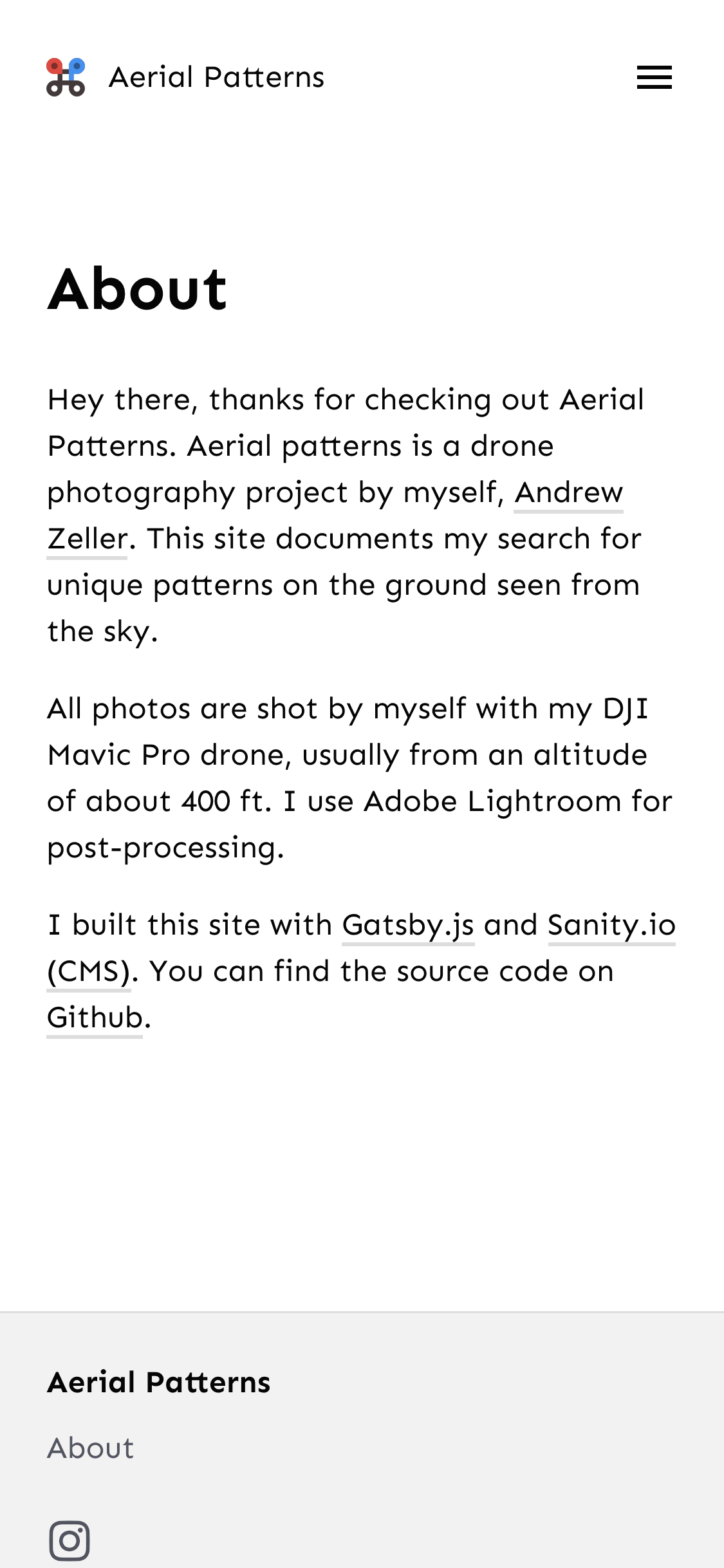 Aerial Patterns Website | Andrew Zeller | Mechanical Engineer and Frontend Developer
