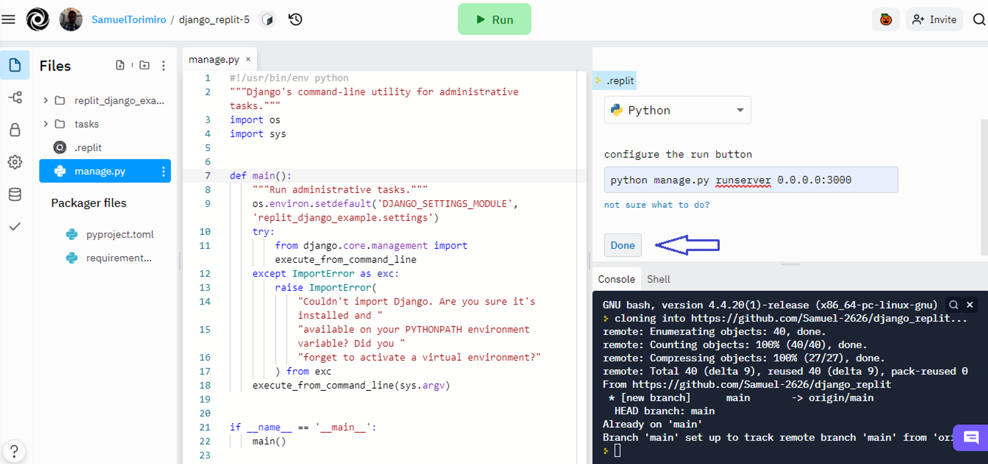 Replit — Deploying Django to Replit