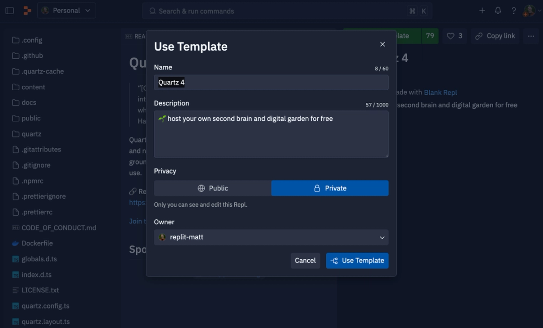 Personal Blog With Quartz - Replit