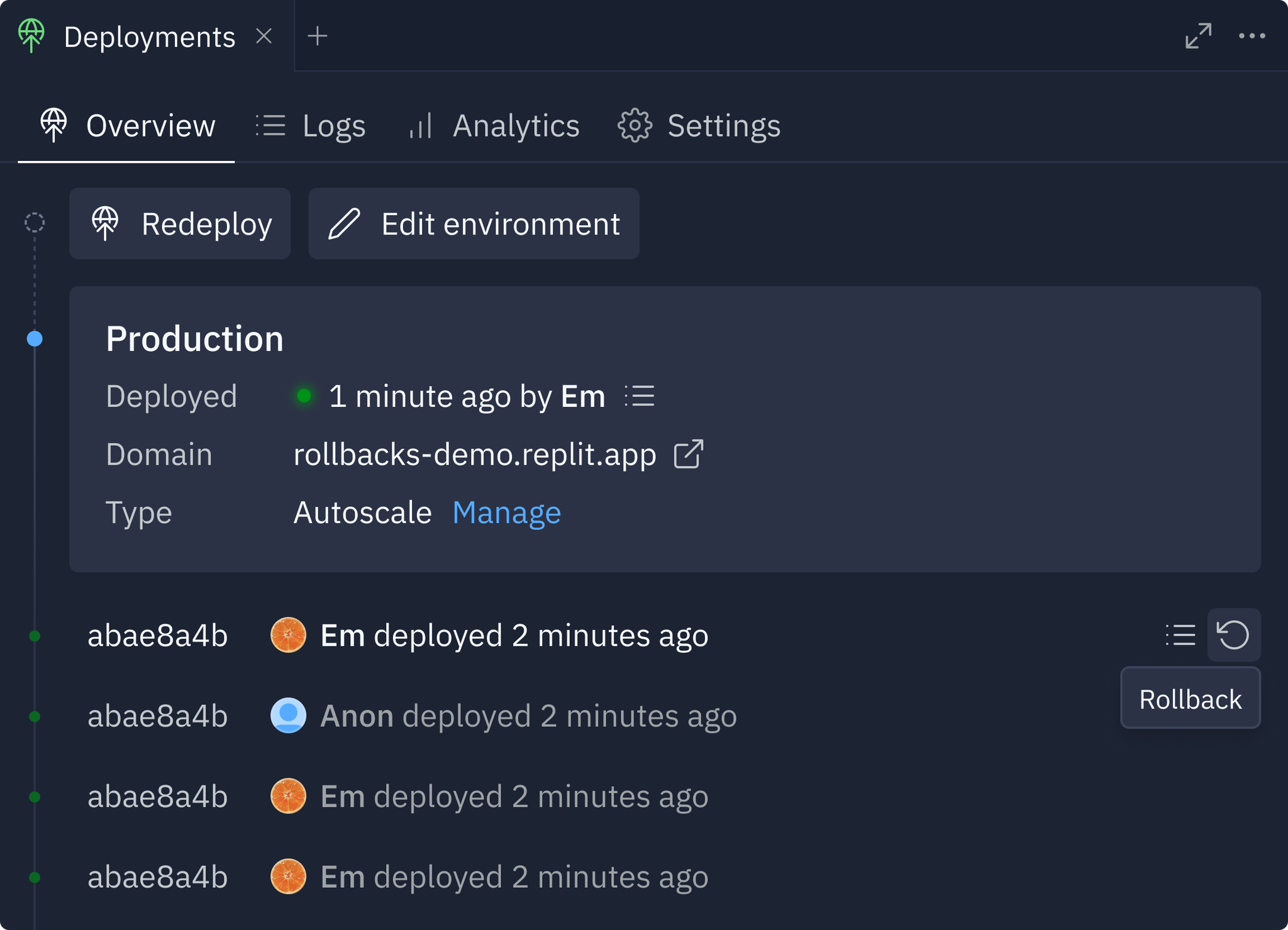 Replit — Introducing Deployment Rollbacks
