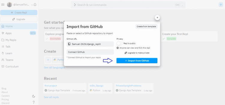 Replit — Deploying Django to Replit