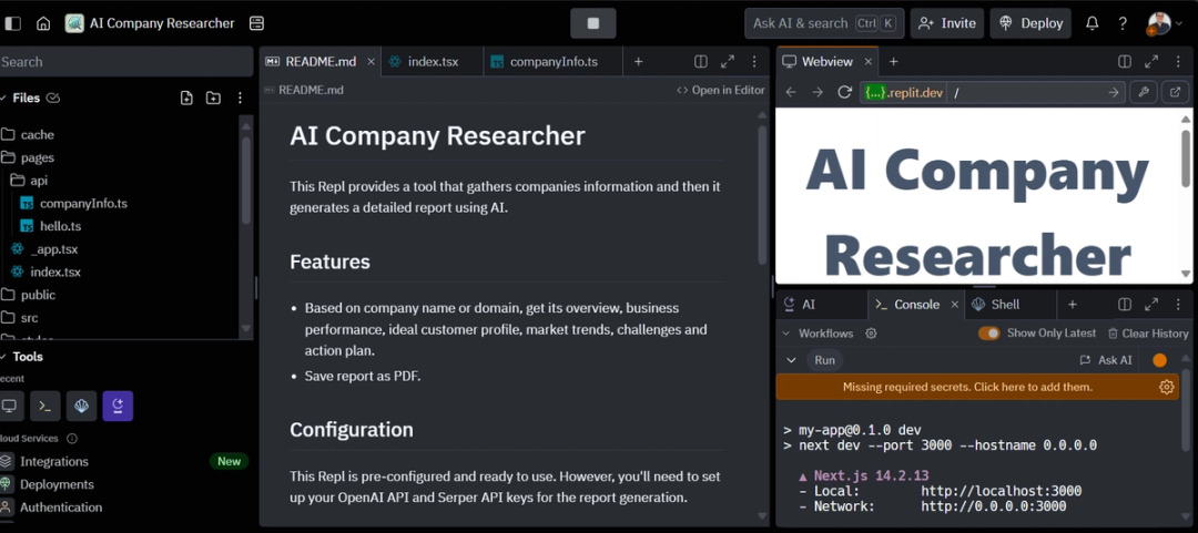 How to Build an AI Company Researcher - Replit