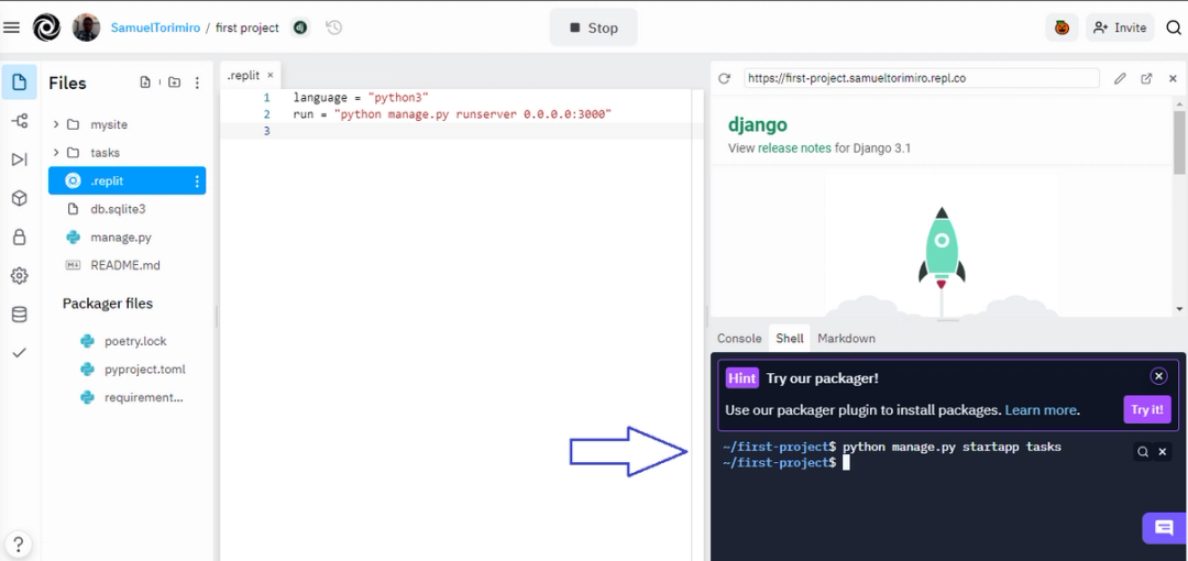 Replit — Deploying Django to Replit
