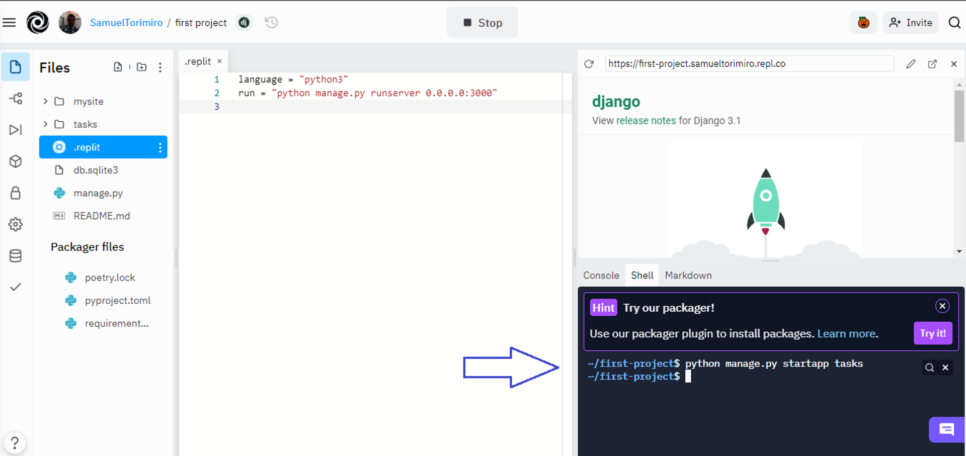 Replit — Deploying Django to Replit