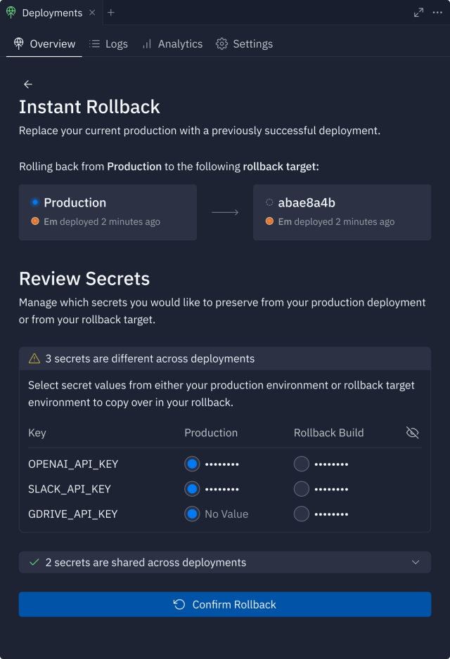 Replit — Introducing Deployment Rollbacks