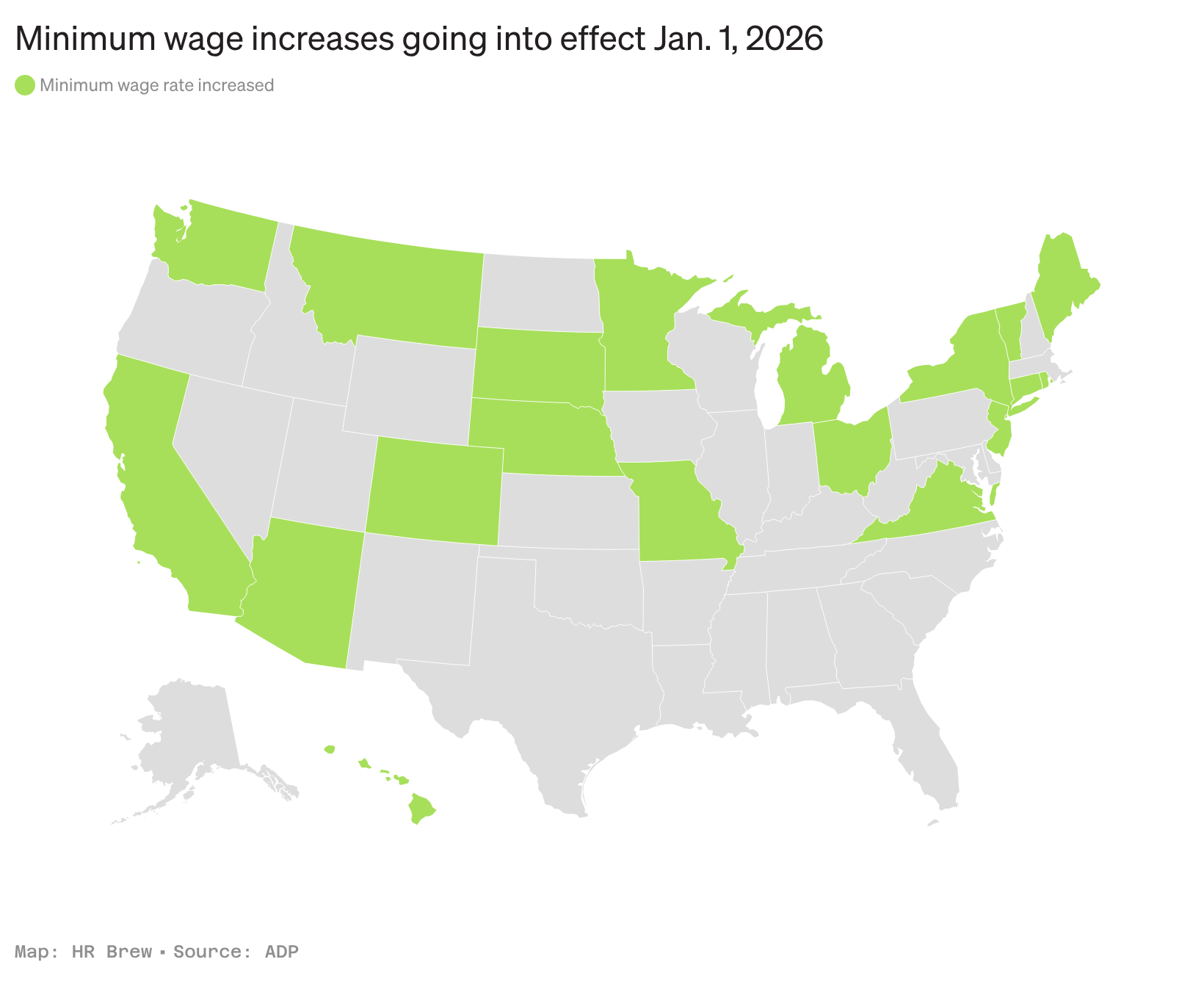 Where the minimum wage increased on Jan. 1
