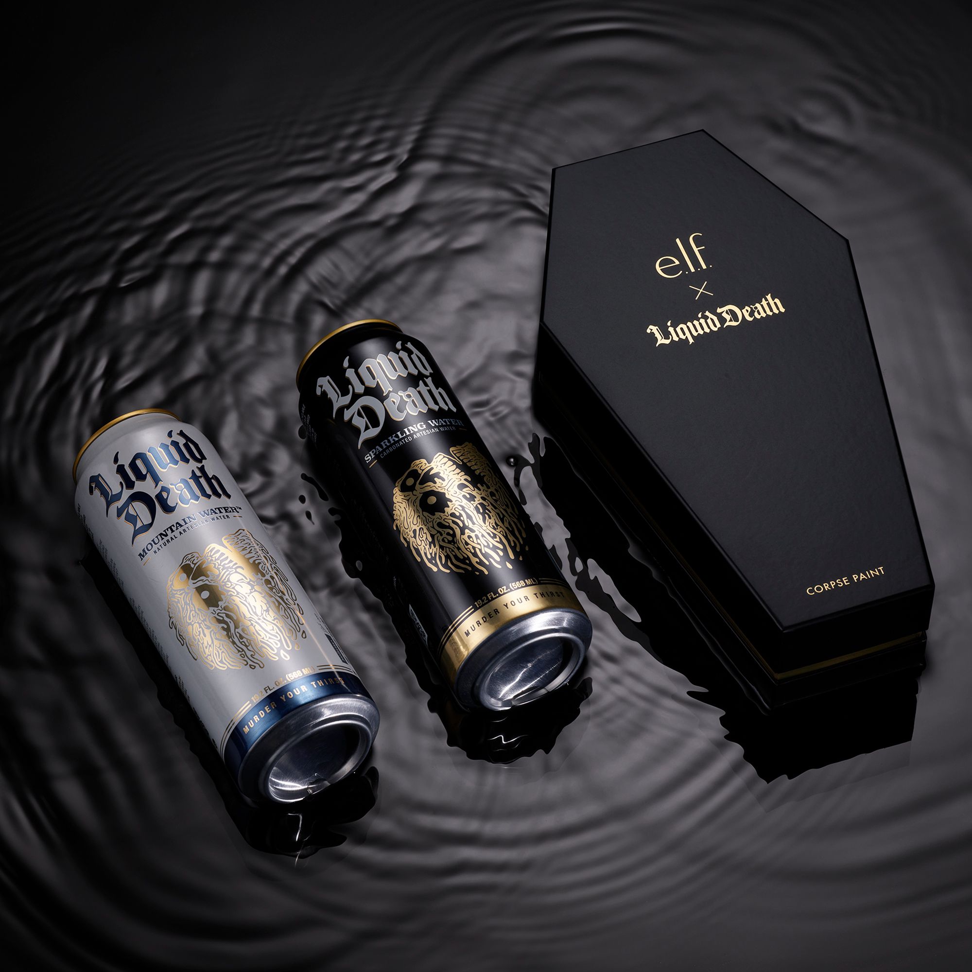 Liquid Death becomes her for e.l.f. Cosmetics Corpse Paint campaign