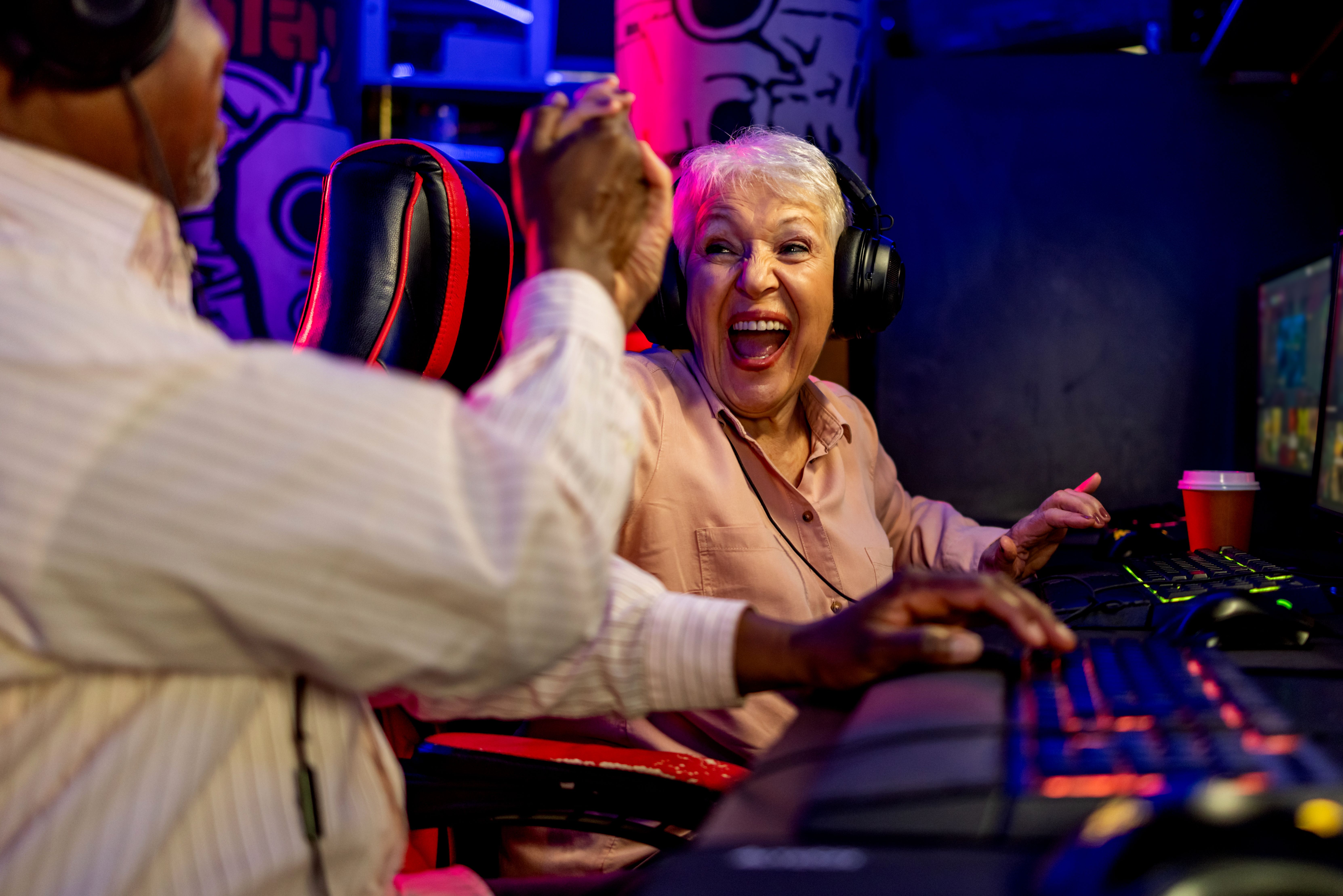 Not now, sweetie, grandma is playing video games