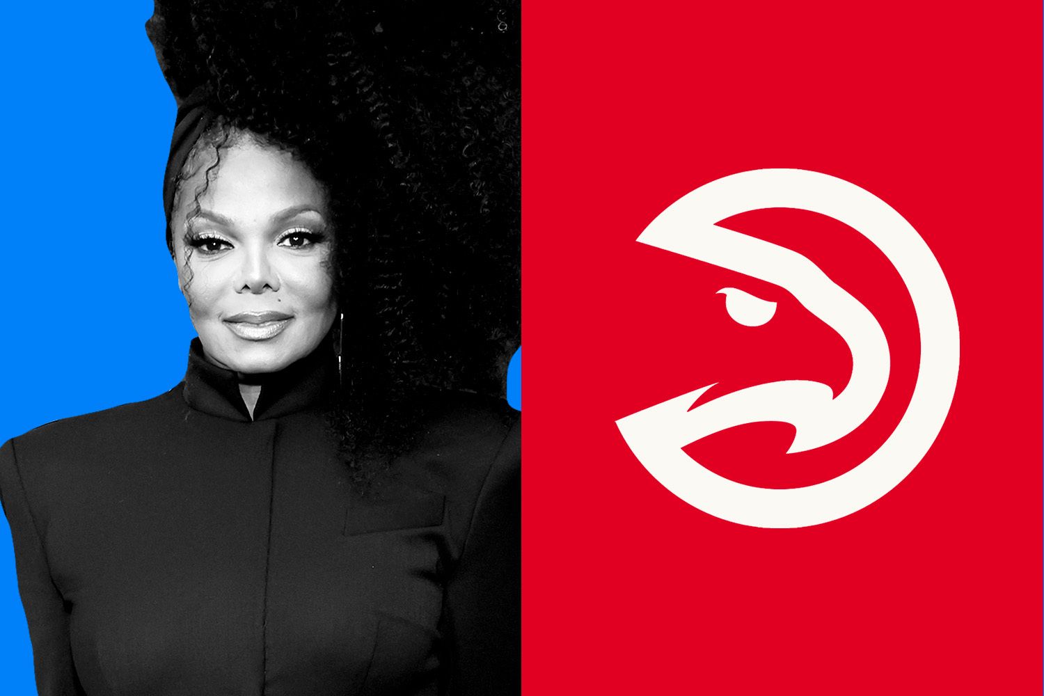 Janet Jackson gets hip-checked by the Hawks