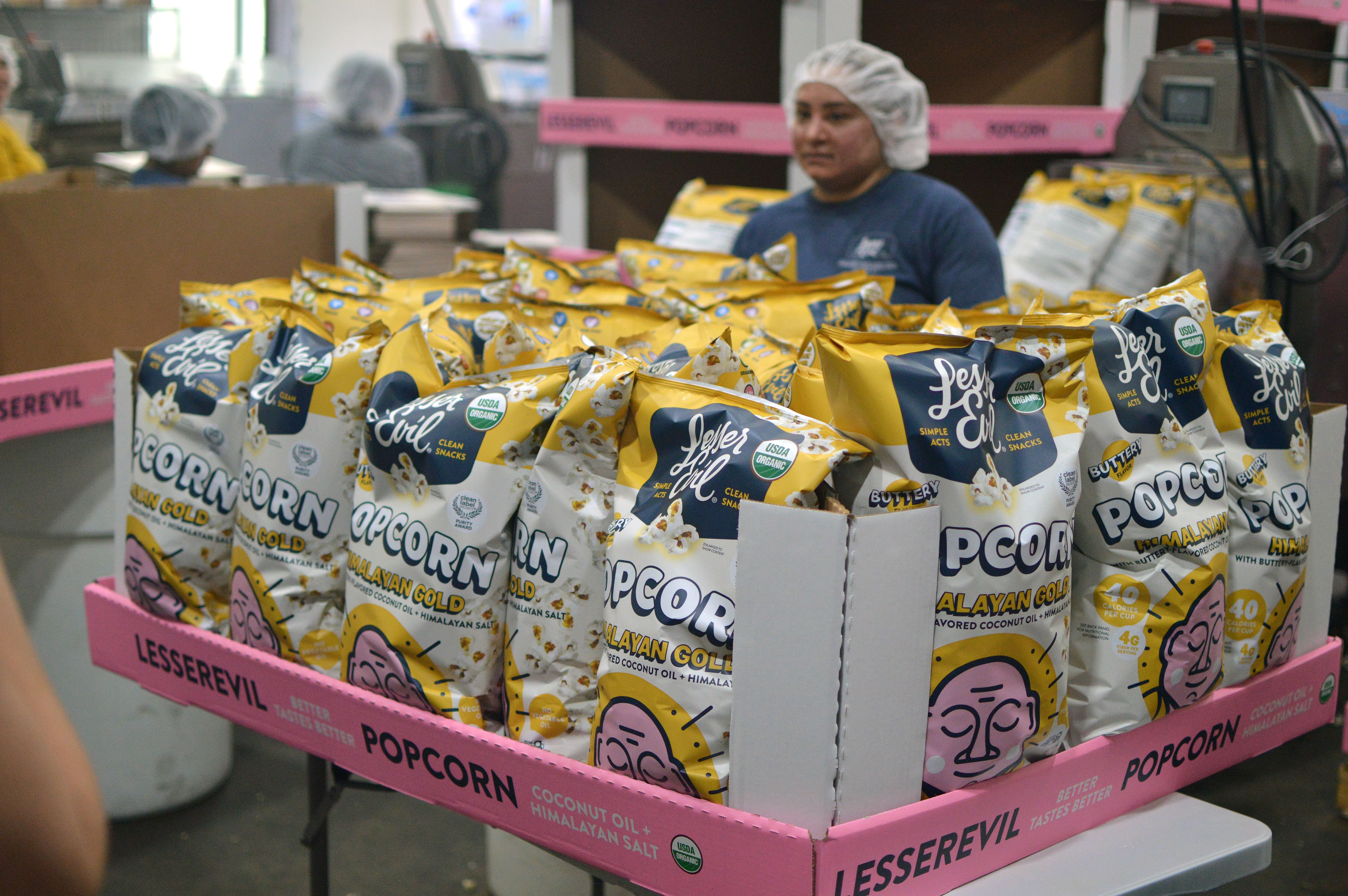 A look inside LesserEvil’s popcorn factory