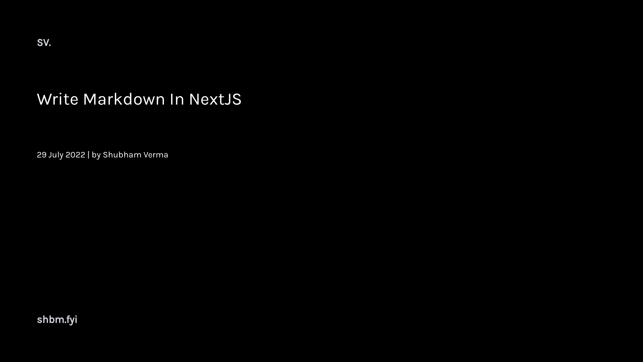 Write Markdown In NextJS
