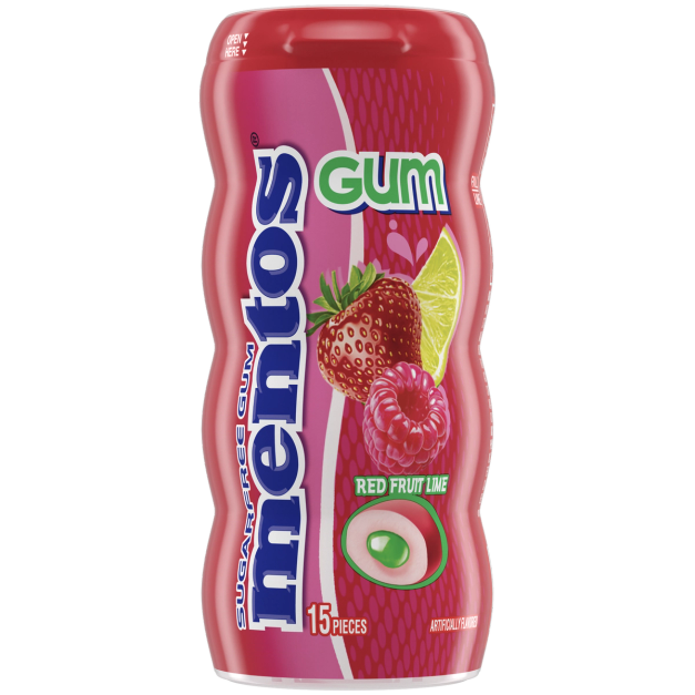 Mentos Gum Red Fruit Lime - 15pc Pocket Bottle | Mentos US