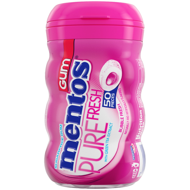 Mentos Pure Fresh Gum Bubble Fresh - 50pc Curvy Bottle | Mentos US