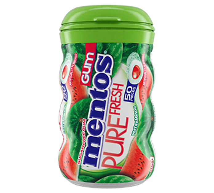 Mentos Pure Fresh Gum Watermelon - 50pc Curvy Bottle | Mentos US
