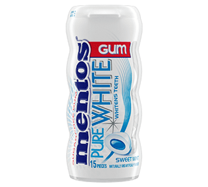 Mentos Pure White Gum Sweet Mint - 15pc Pocket Bottle | Mentos US