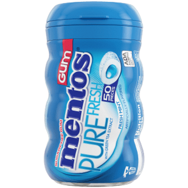 Mentos Pure Fresh Gum Fresh Mint - 50pc Curvy Bottle | Mentos US
