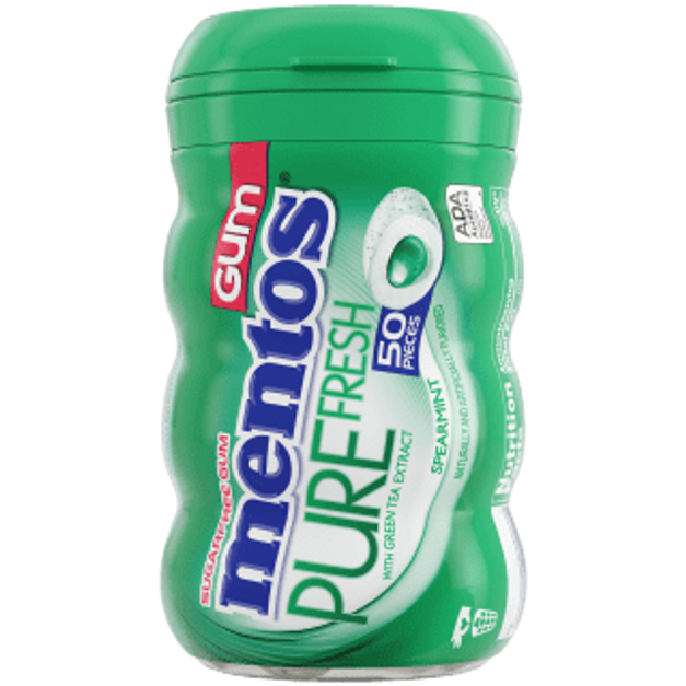 Mentos Pure Fresh Gum Spearmint - 50pc Curvy Bottle | Mentos US