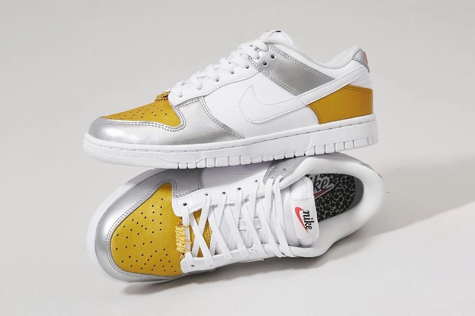Release Info: Nike Dunk Low Gold, Silver & Red - Sneaker Freaker