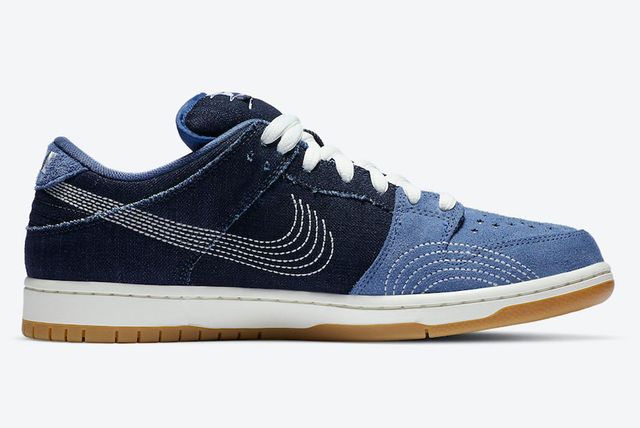 This New Nike SB Denim Dunk Swaps Swooshes for Sashiko Stitches ...