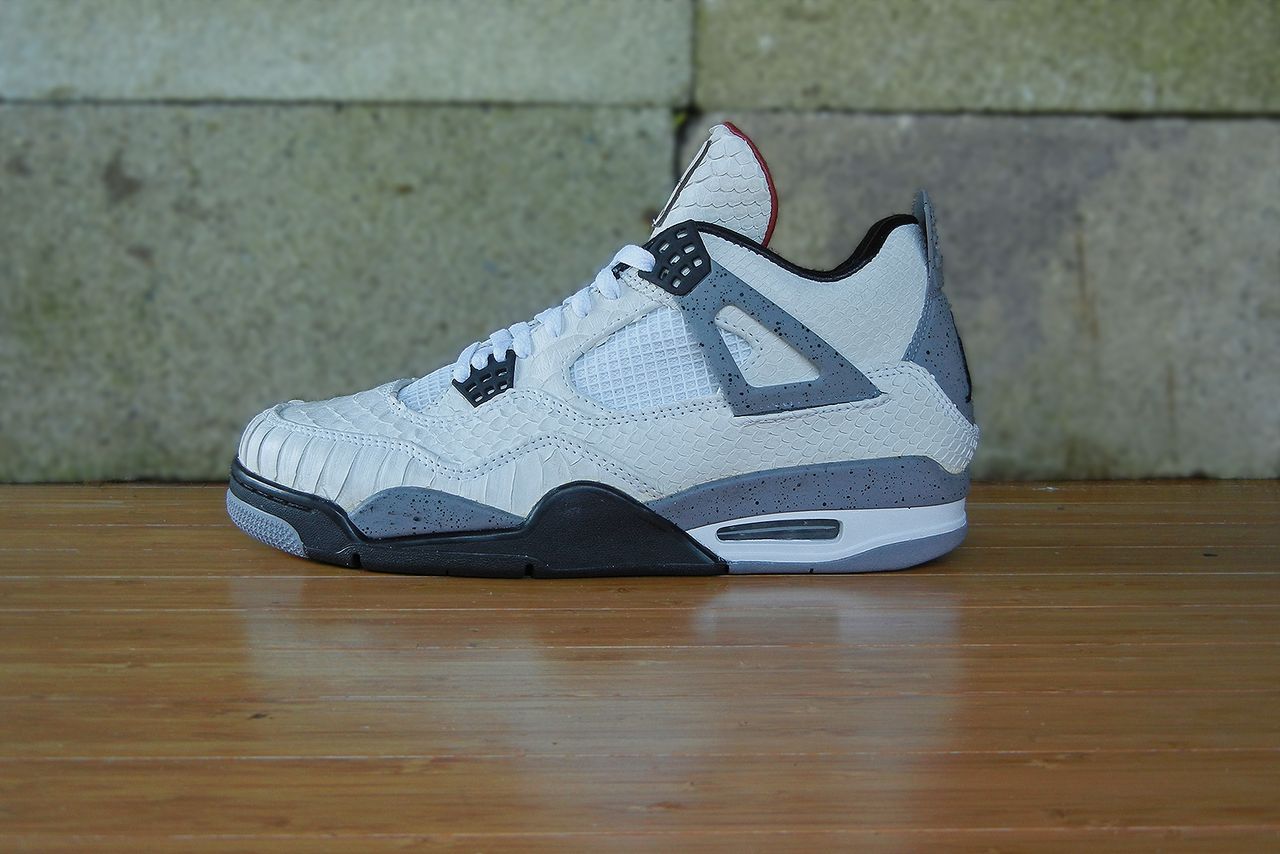 Jbf Customs Jordan 4 (White Python Cement) - Sneaker Freaker