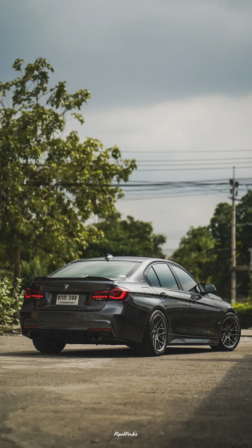 BMW F30 Sedan 3 Series with 18" ARC-8 Wheels in Hyper Black