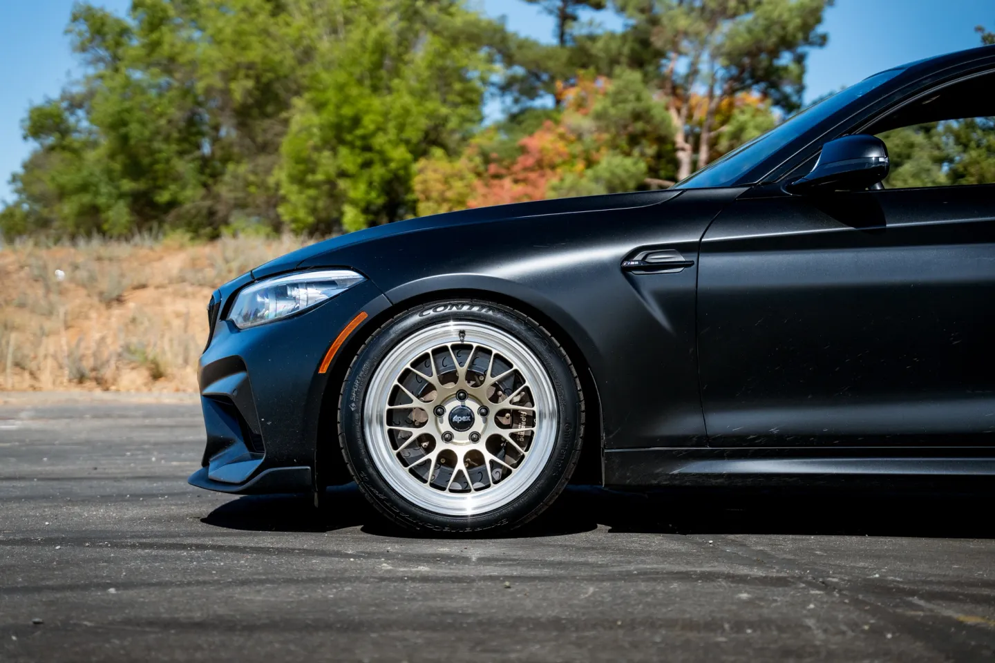 BMW F87 M2 with 18" ML-10RT Wheels in Machined Lip Gloss Motorsport Gold