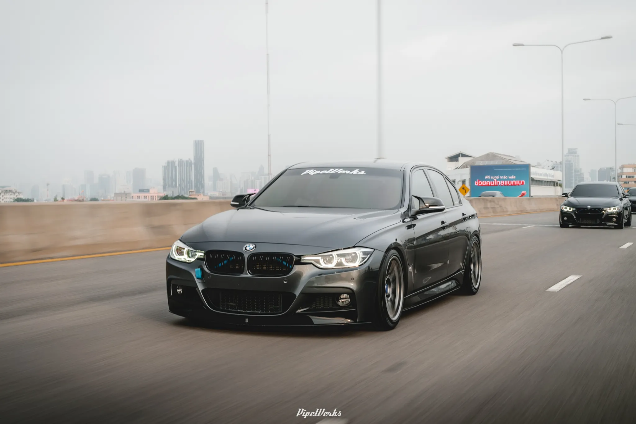 BMW F30 Sedan 3 Series with 18" ARC-8 Wheels in Hyper Black
