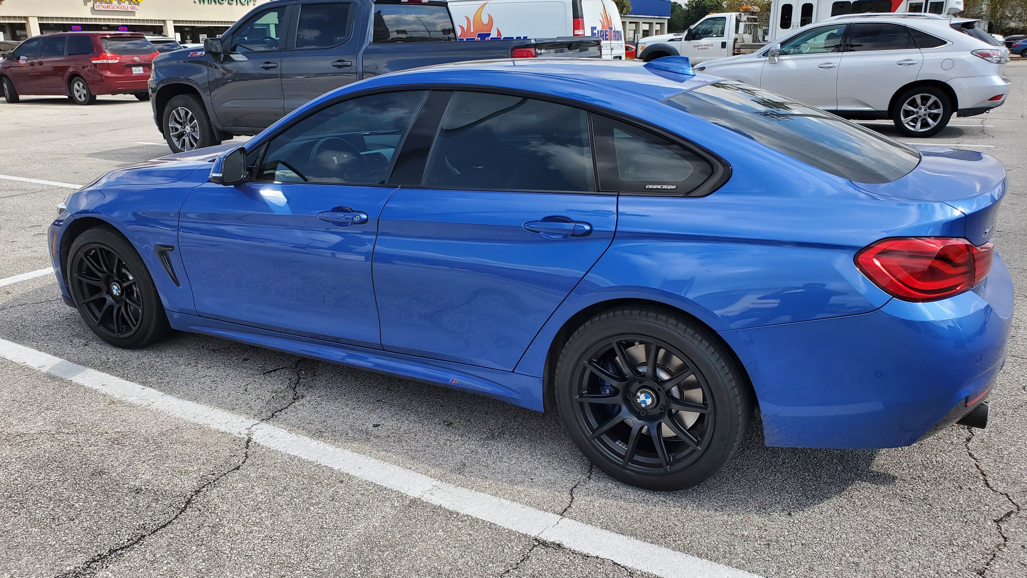 BMW F36 Gran Coupe 4 Series with 18" SM-10 Wheels in Satin Black