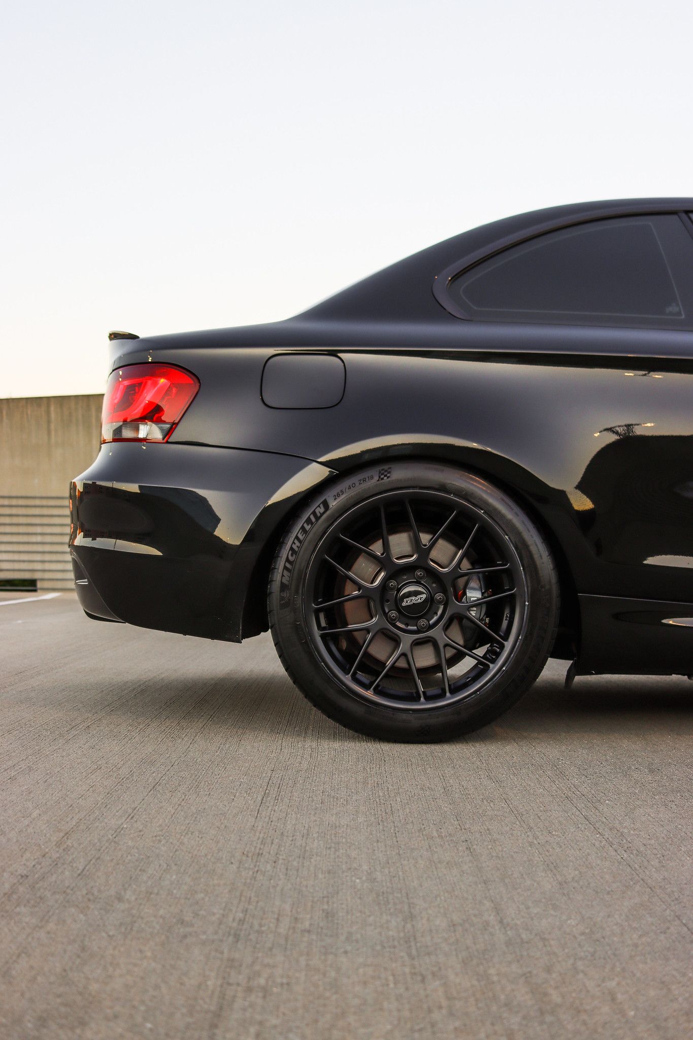 BMW E82 Coupe 1 Series with 18" ARC-8 Wheels in Satin Black