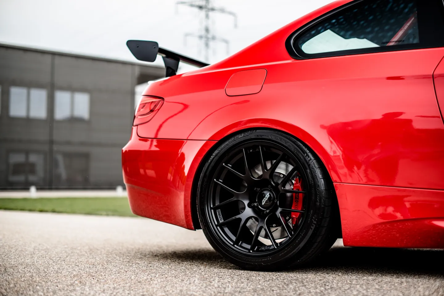 Ferrari Red E92 M3 Track Car on 18″ EC-7R Forged Wheels
