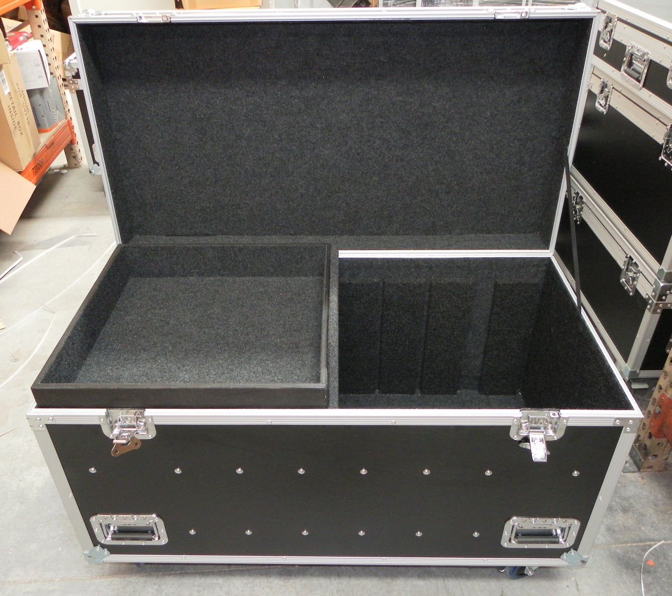Custom Made Top Loading Packer Case With Movable Dividers and Drop Tray ...