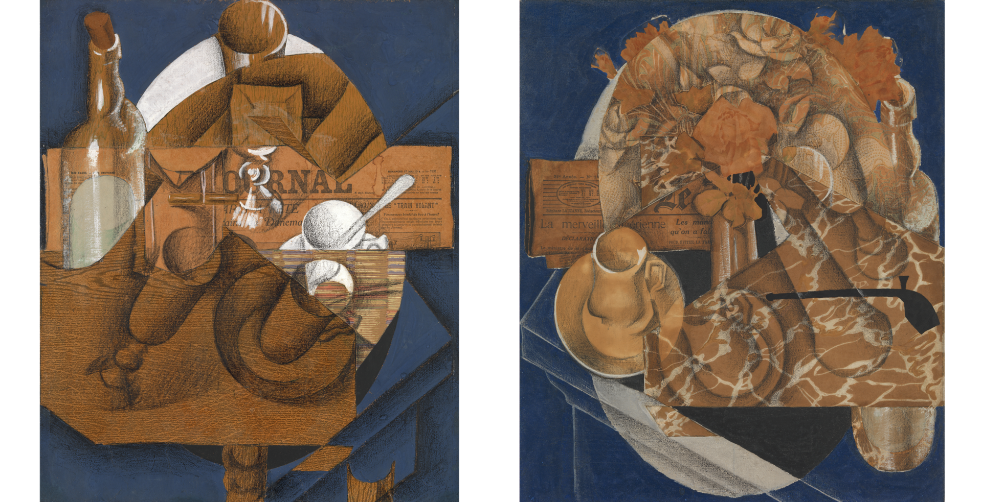Juan Gris's Two Collages from 1914: Cup, Glasses, and Bottle (Le ...