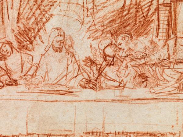 Rembrandt makes da Vinci's "The Last Supper" his own with this chalk ...