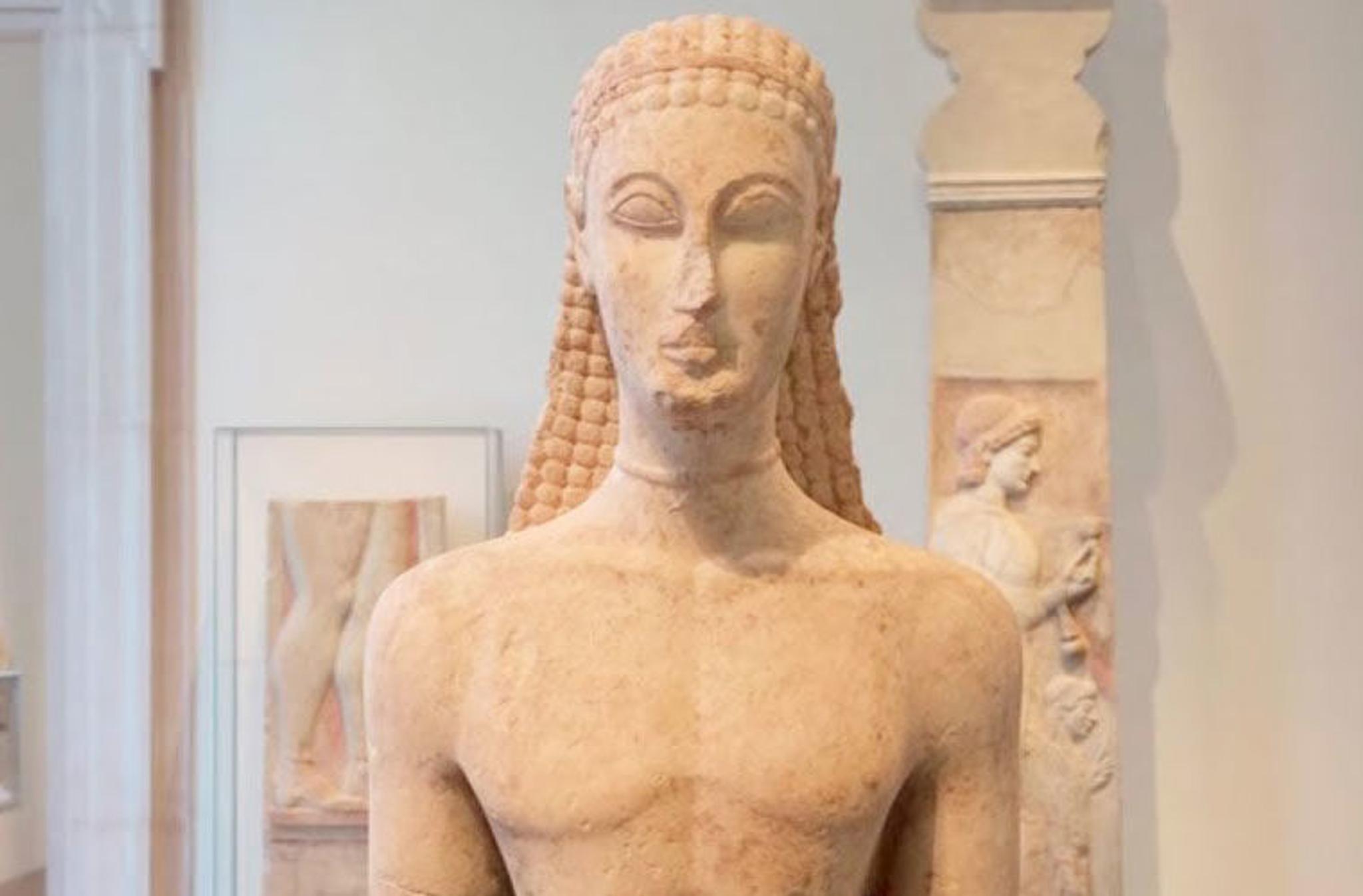 Marble statue of a kouros (youth) - Greek, Attic - Archaic - The ...