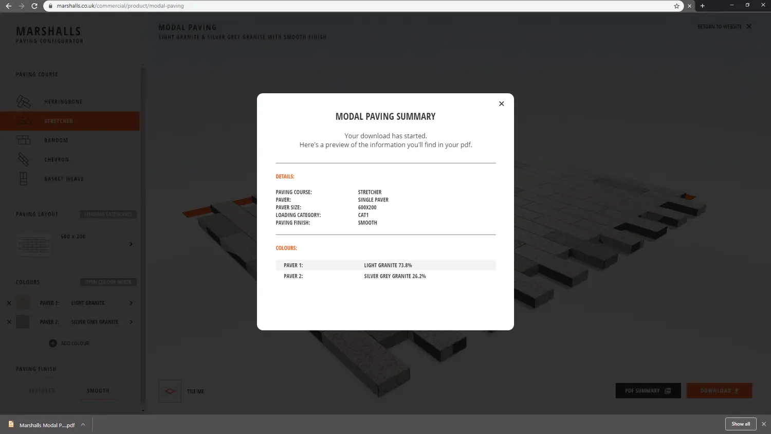 Marshalls Modal Configurator