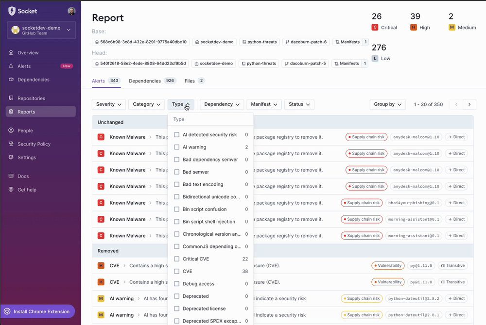 Socket For Github V2 Introduces Diff Reports Speeds Up Scan