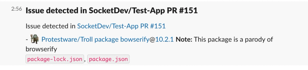 Pull Request Alerts in Slack - Socket