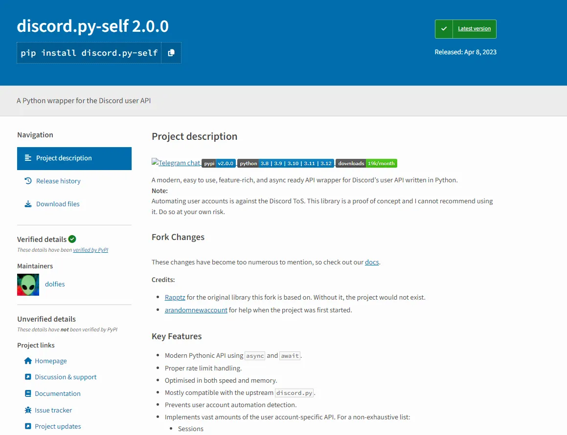 Malicious PyPI Package ‘pycord-self’ Targets Discord Develop... Malicious PyPI Package ‘pycord-self’ Targets Discord Develop...