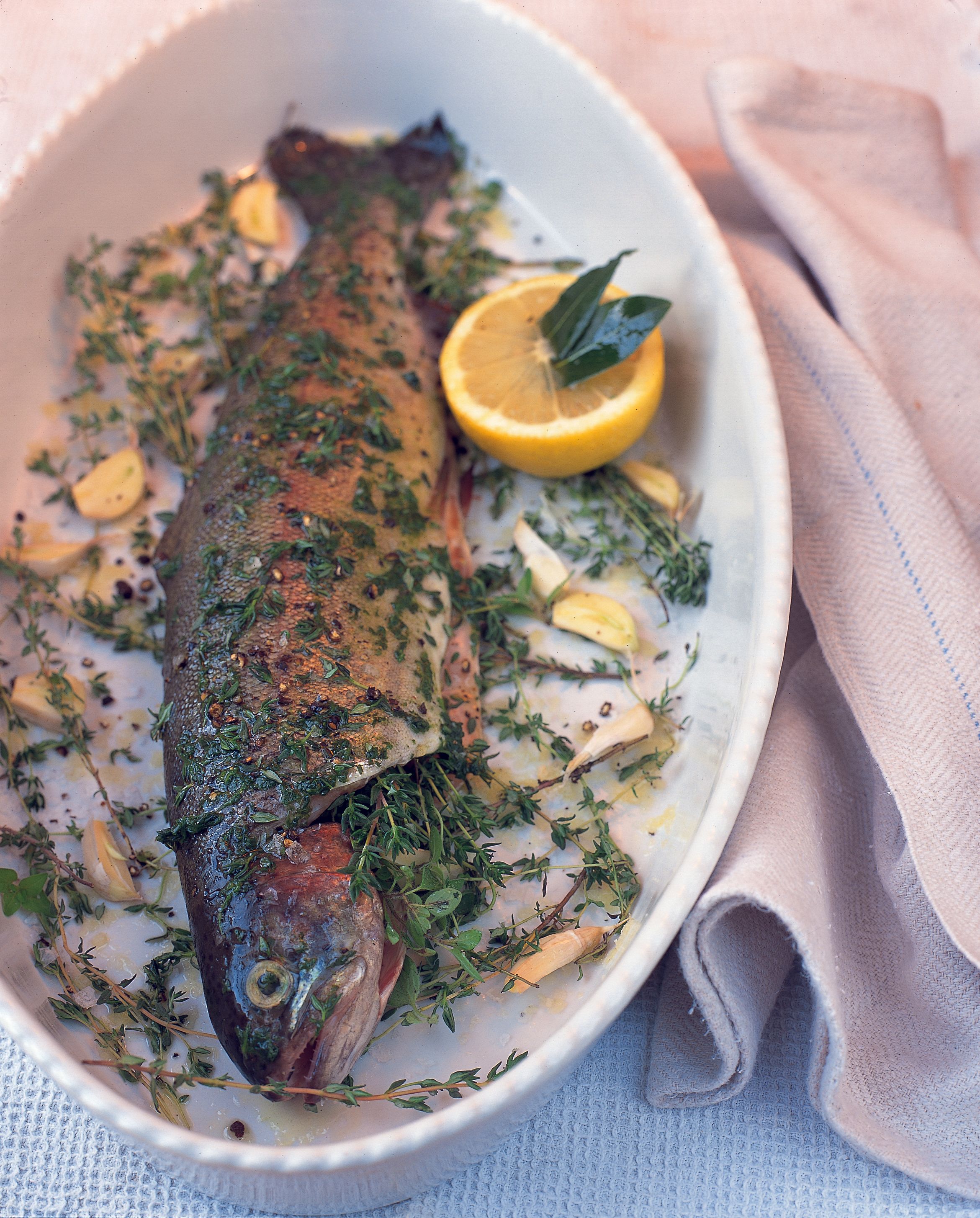 Roasted trout with thyme