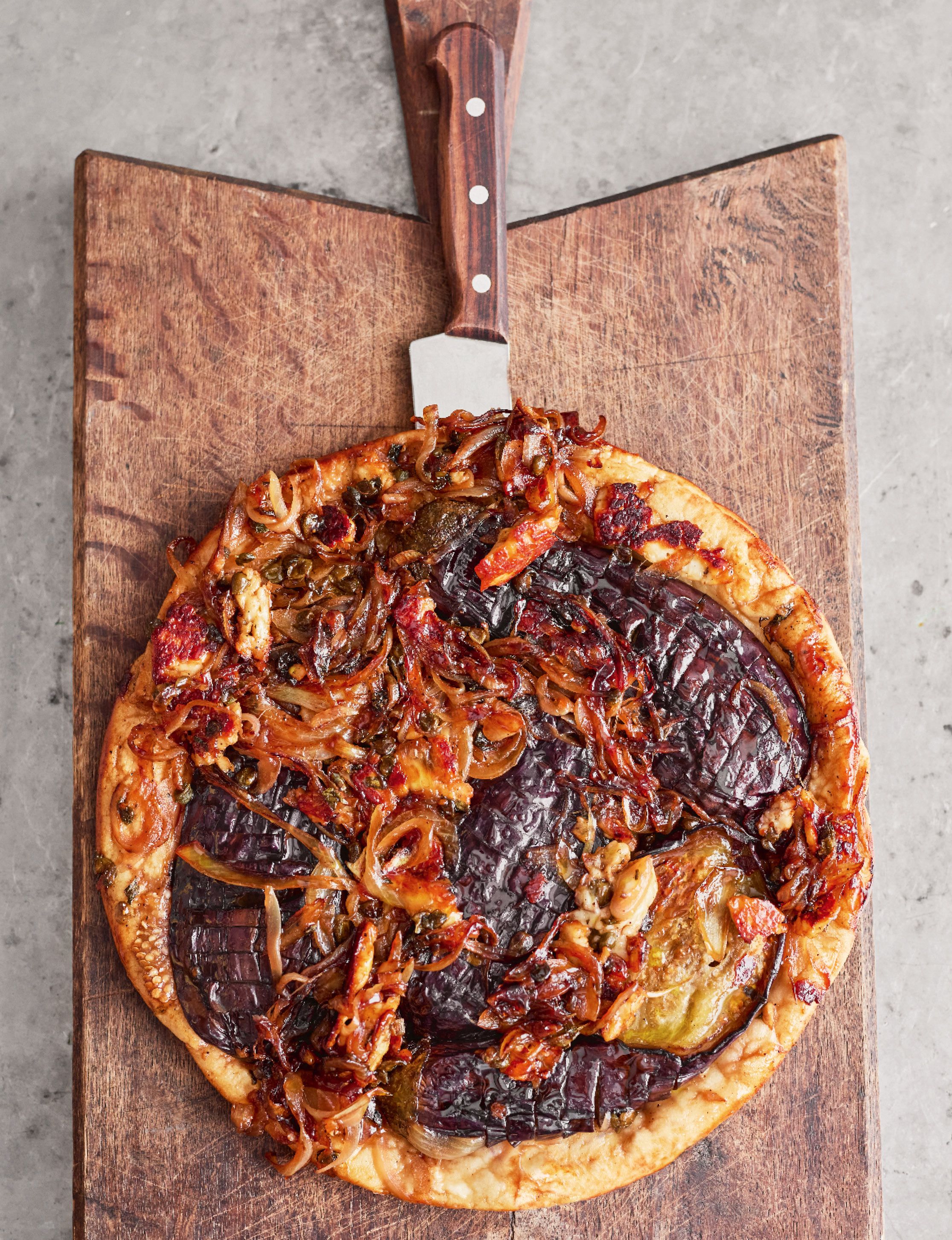 Hasselback aubergine pie