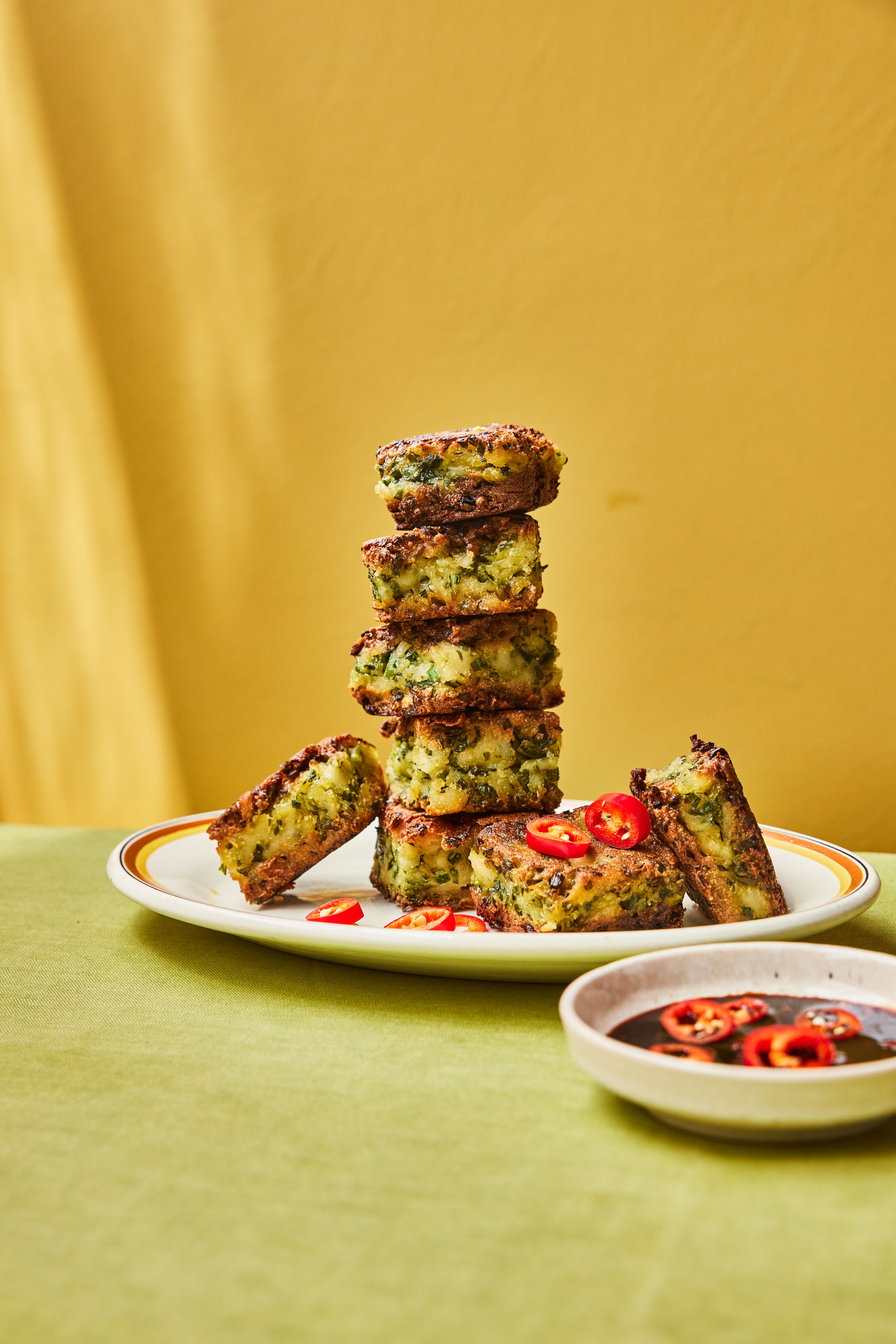 Chive cakes