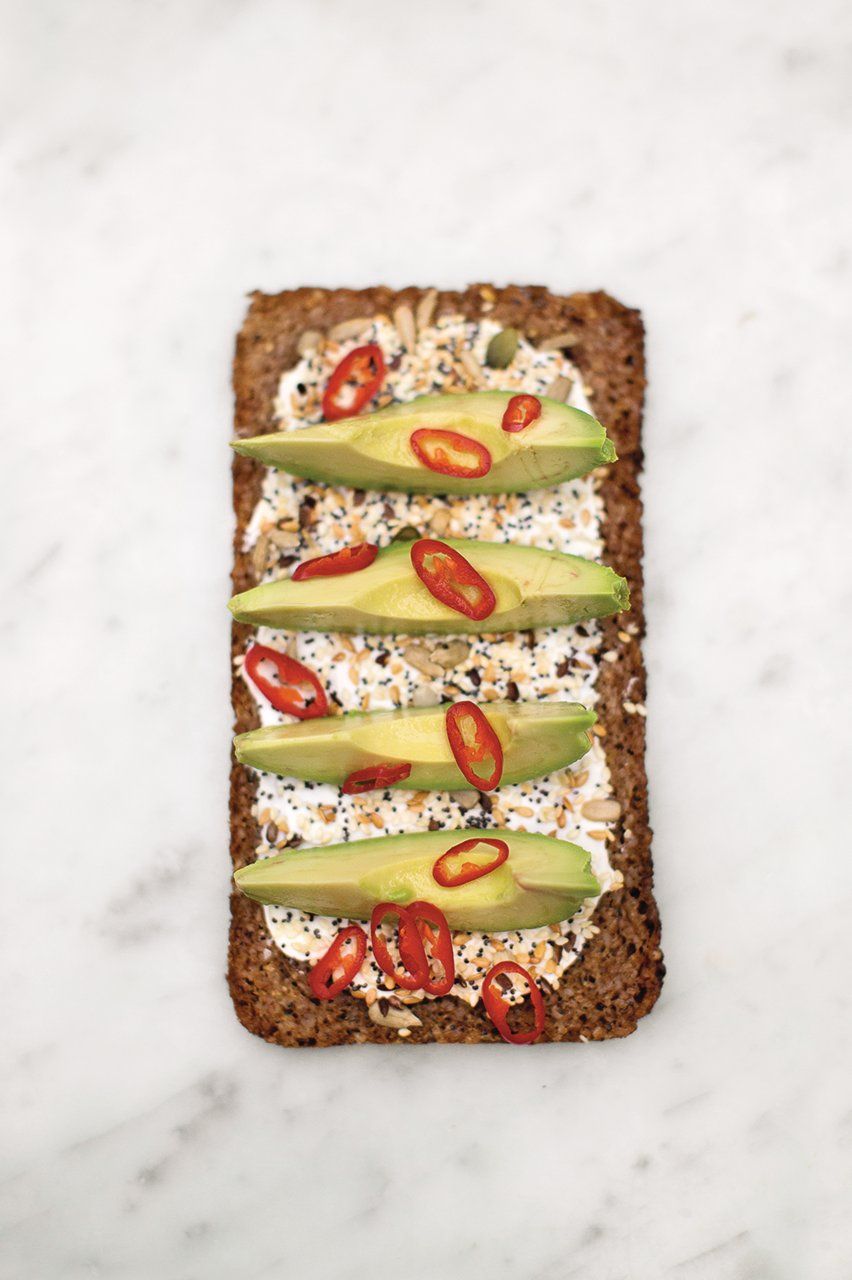 Avocado on rye toast with chilli & mixed seeds
