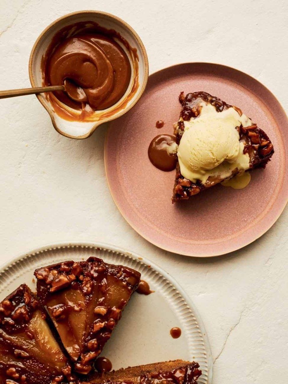 Upside-down sticky pear & walnut cake | Nicola Lamb