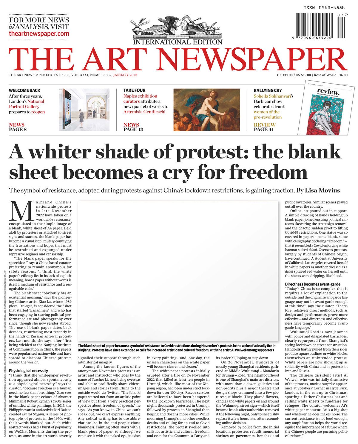 As 2023 dawns, the blank A4 sheet—brandished by protestors in China—is ...