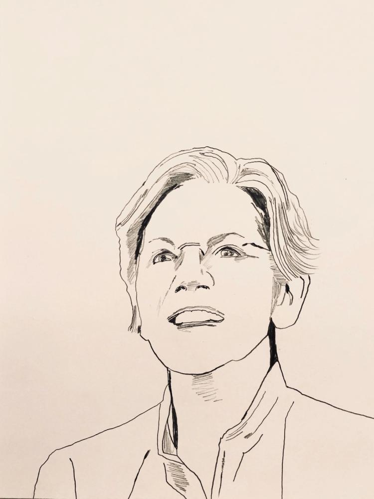 Artist Whitney Bedford is drawing a portrait of Elizabeth Warren every ...