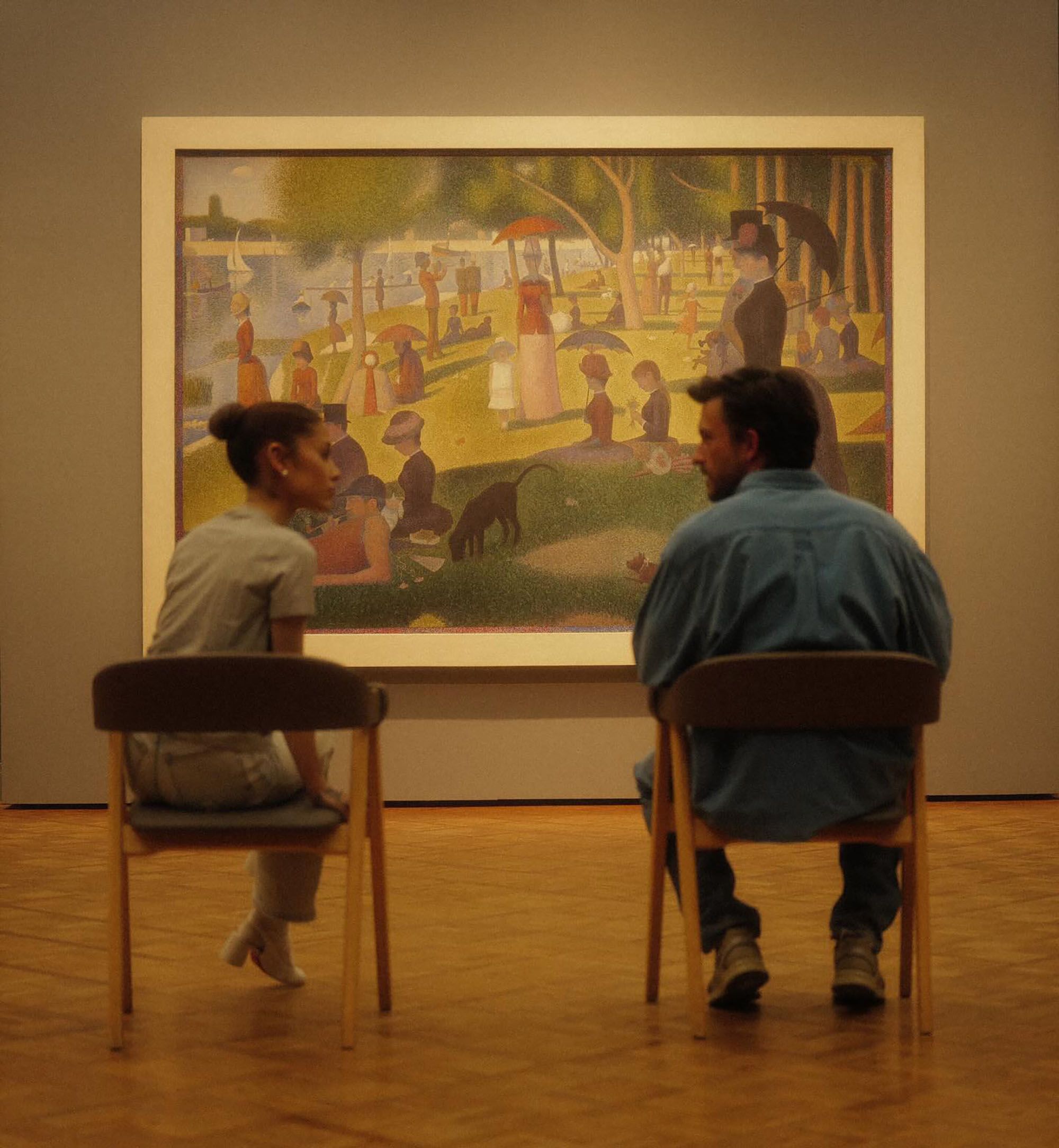 Ariana Grande and Jonathan Bailey pay visit to Georges Seurat ...