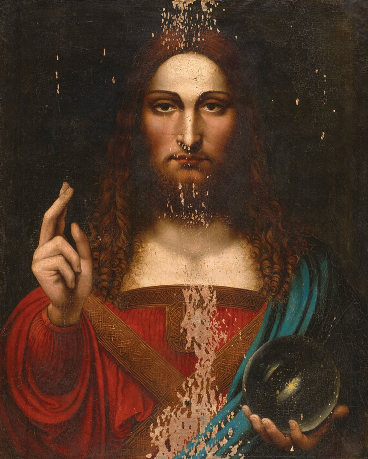 Damaged Salvator Mundi copy by unknown artist sells for €1m at Christie's