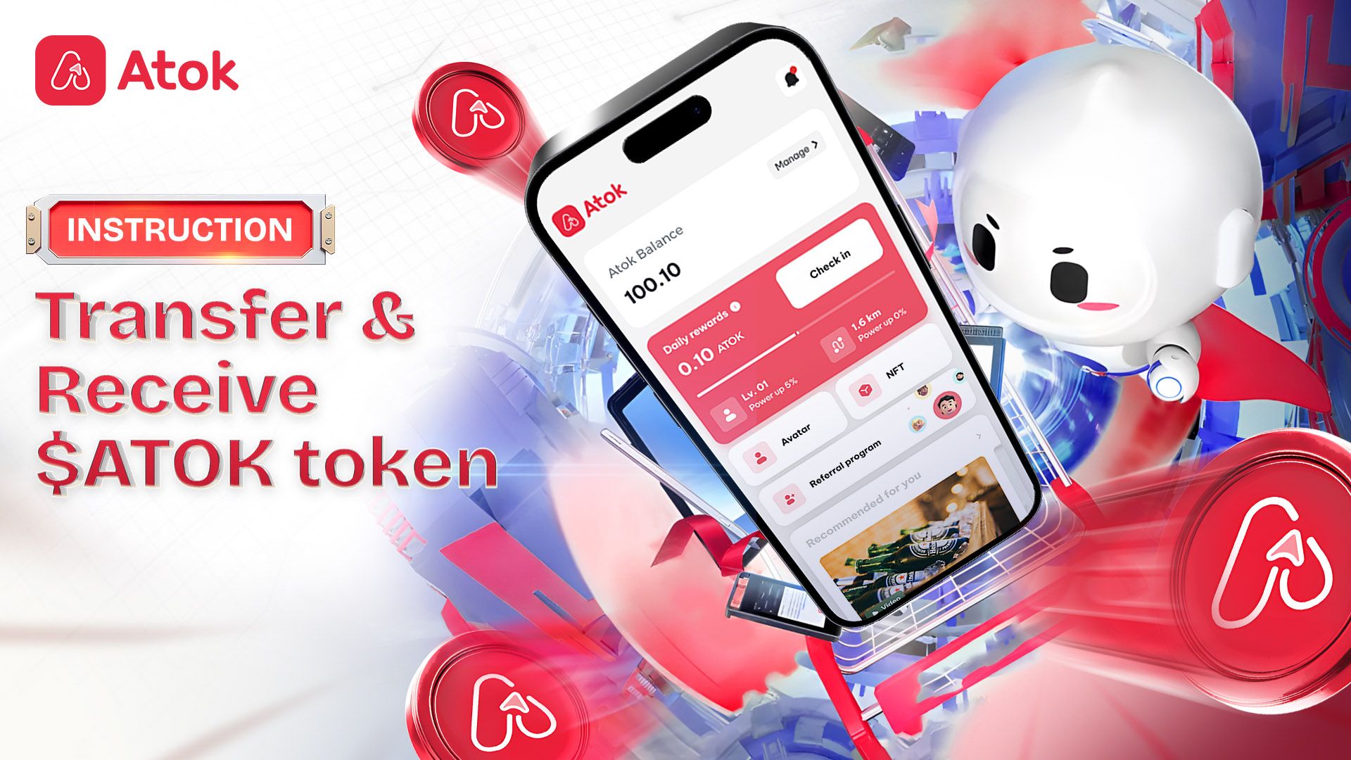 Instruction How To Transfer $ATOK in the app | Atok