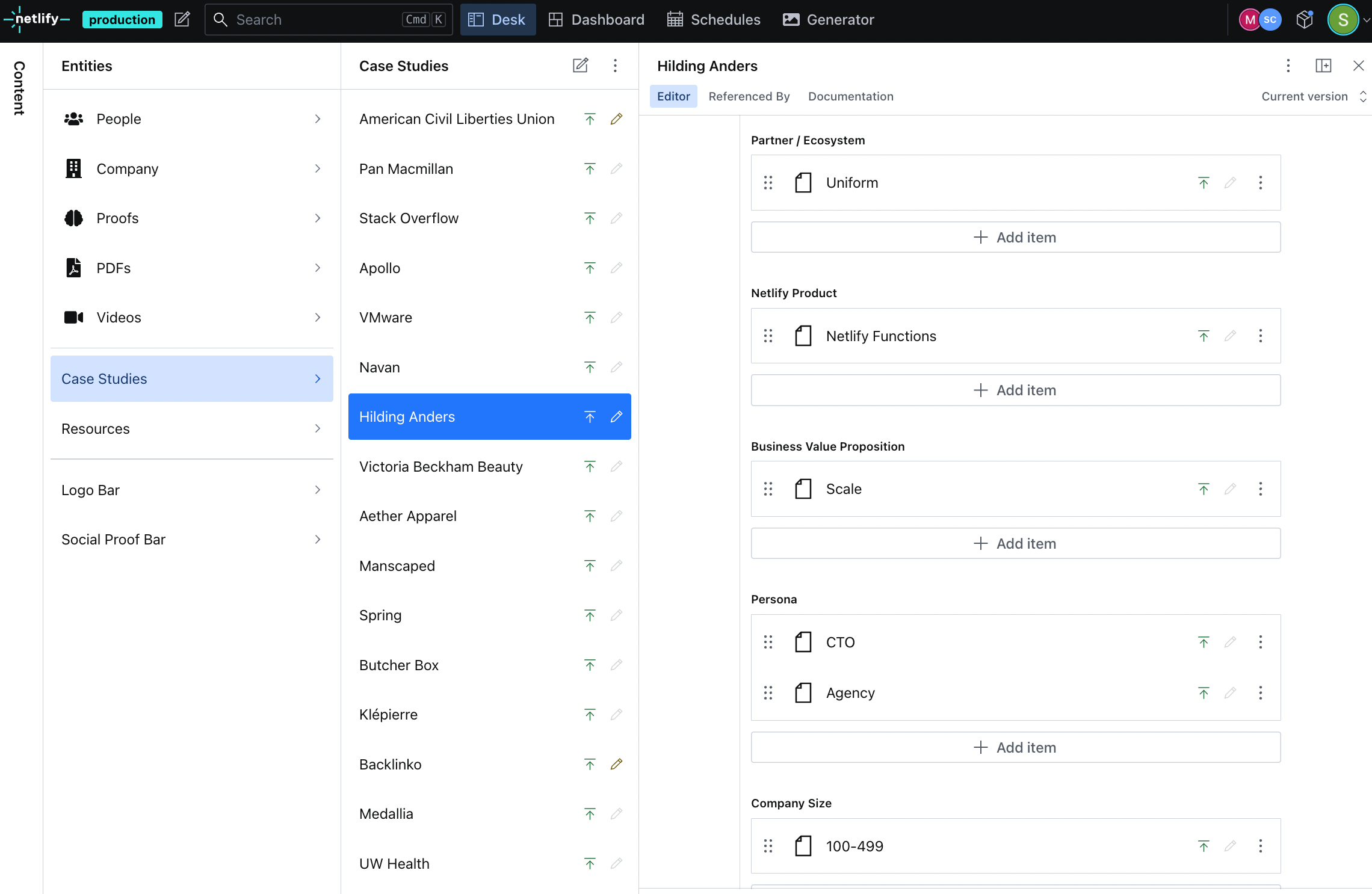 Our resource content tagging schema in Sanity