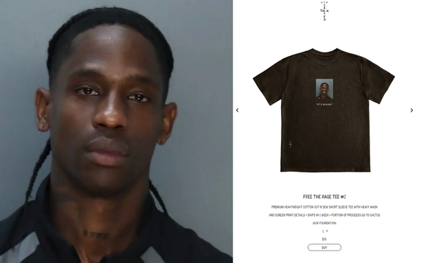 Travis Scott Sells Mugshot T-Shirt Following Arrest in Miami